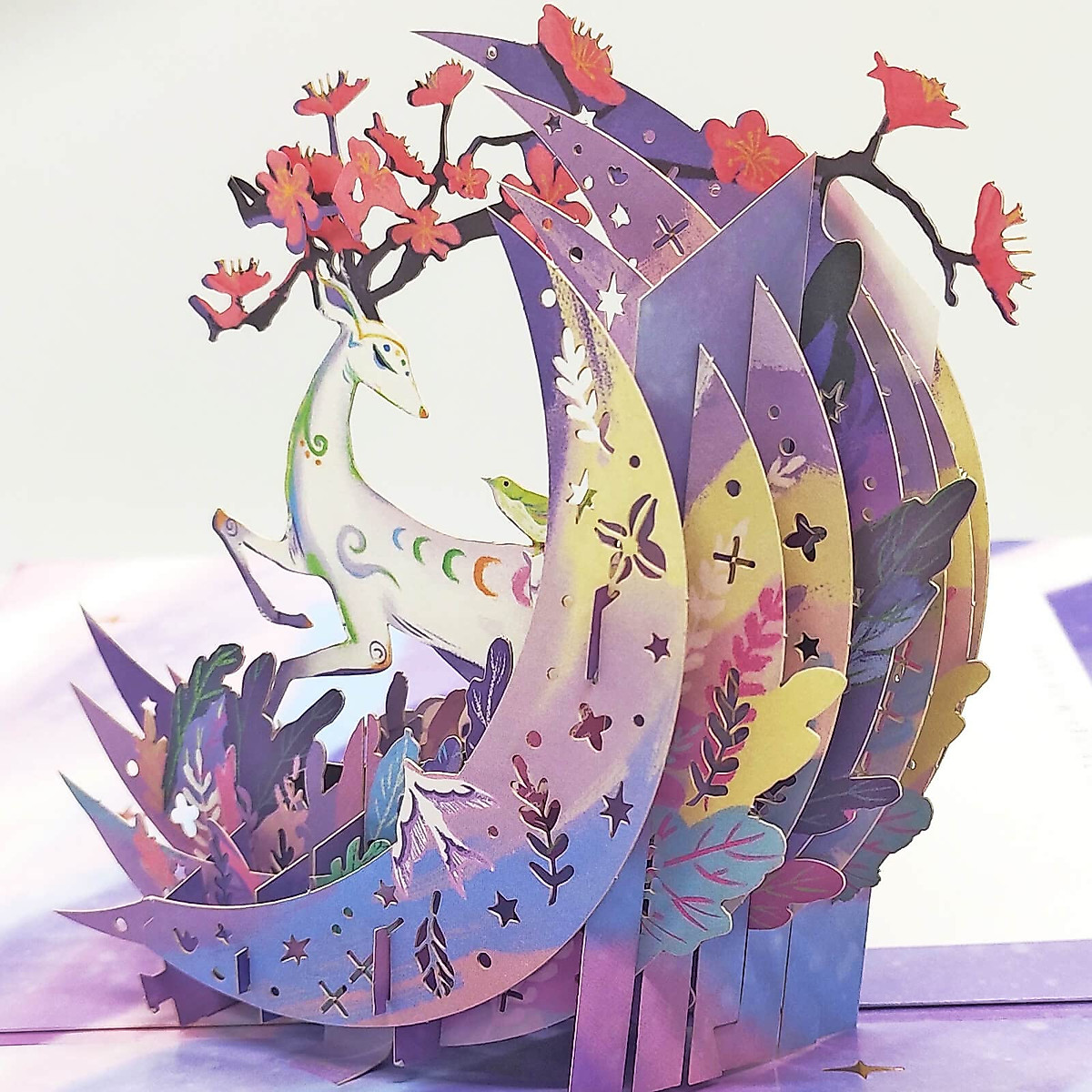 LINSINA Pop up Birthday Cards for Women Men Kids, Thank You Cards Greeting Cards,Anniversary Card, Birthday Day Gifts for Mom (purple)