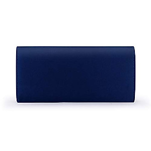 Mulian LilY M092 Women Satin Rhinestones Evening Bags Prom Bridal Clutch Purse Cross Body With Detachable Chain Strap Navy