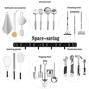 2 Racks and 3 Hooks & Black 5 Racks and 4 Hooks Broom and Mop Holder Wall Mounted Garage Organizer Storage Tool Racks Stainless Steel Heavy Duty Hooks Self Adhesive Solid Non-slip Wall Hangers