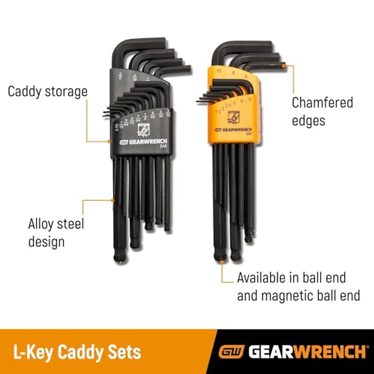 GEARWRENCH 31 Piece Magnetic Long Ball End SAE/Metric/Torx Hex Key Set - 83527, Large