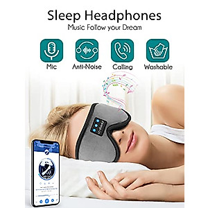 Sleep Mask with Bluetooth Headphones,LC-dolida Sleep Headphones Bluetooth Sleep Mask 3D Sleeping Headphones for Side Sleepers Best Gift and Travel Essential (Grey)
