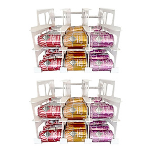 FIFO Countertop Can Tracker Hold Up To 54 Standard 10 to 15 Oz Can Sizes, White Stackable & Adjustable Can Organizer for Pantry | Rotating Canned Food and Soda Storage Kitchen Organizer (2 Pack)