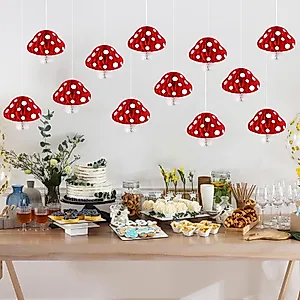 10PCS Mushroom Honeycomb Balls Decorations Centerpieces for Tables Mushroom Shaped Hanging Ceiling Sign Party Supplies for Jungle Wonderland Christmas Birthday Baby Shower Bridal Shower Party Favor