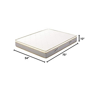 Mellow 10 Inch LAGOM Elite Hybrid Mattress, Made in USA, CertiPUR-US Certified Foams, Oeko-TEX Certified Eco Cover, Green Tea Infused Memory Foam and Pocket Springs, Quilted Comfort Top, Full