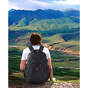 KROSER Travel Laptop Backpack 17.3 Inch XL Computer Backpack with Hard Shell Saferoom RFID Pockets Water-Repellent Business College Daypack Stylish School Laptop Bag for Men/Women-Black