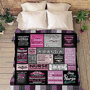 Peace Love Nurse, Customized Blankets for Nurse, Custom Names, Throw Blanket for Medical Professionals Technicians Staff, Birthday, Christmas, Super Soft and Warm Blanket (Design 6, 50"x60")