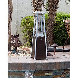 Hiland HLDS032-GTTHG Portable Propane Table Top Pyramid Glass Tube Patio Heater, 9500 BTU, Bronze, SMALL