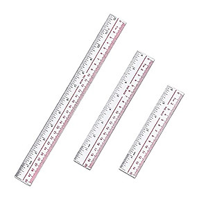 3 Pack Two-Color Scale (inch, cm) Plastic Ruler Set Straight Ruler Plastic Measuring Tool for Student School Office (6 inch Ruler,8 inch Ruler, 12 inch ruler/15,20,30cm)