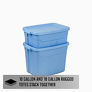 CX Rugged Tote, 10-Gallon Rugged Storage Container & Standard Snap Lid, (8.8”H x 24.2”W x 16.2”D), Stackable Organization Tote [4 Pack]