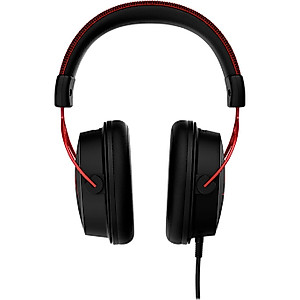 HyperX Cloud Alpha Gaming Headset Headphone Wired Detachable Noise Cancelling Microphone Dual Chamber Drivers Memory Foam Over-ear Soft Leatherette for PC Xbox Nintendo Switch PS4 Black Red (Renewed)