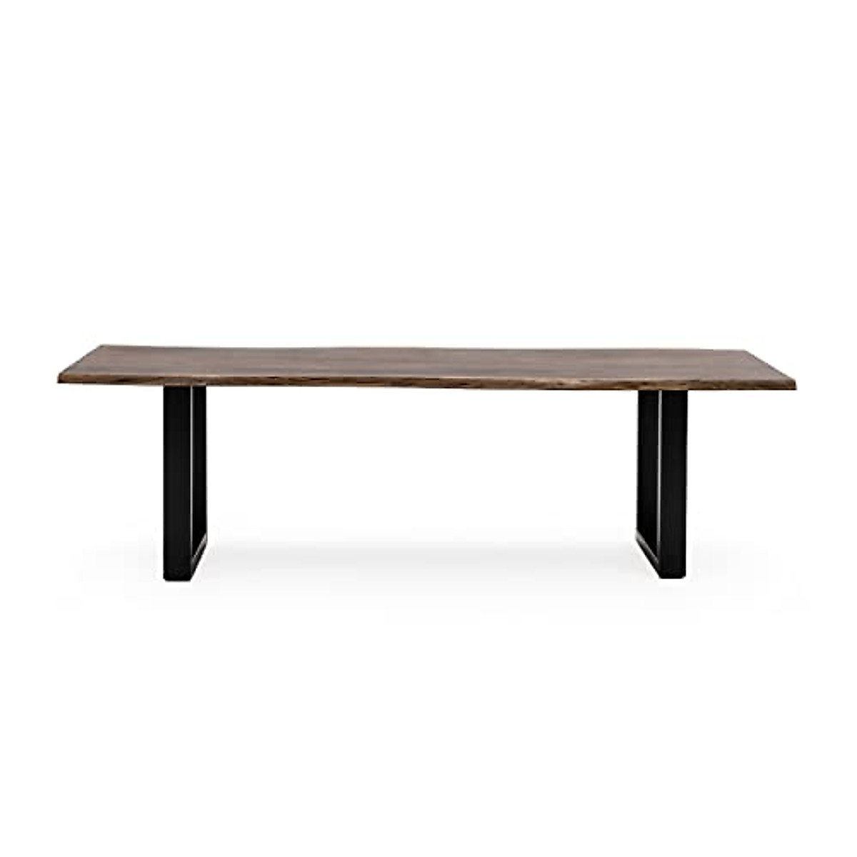 Limari Home Brylee Collection Modern Style Live Edge Solid Acacia Wood Top 6 Persons Dining Table with Metal U-Legs, Brown
