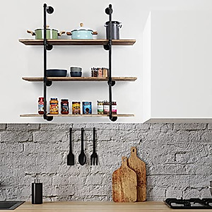 LIANTRAL Industrial Shelves Wall Mount Iron Pipe Shelving Bracket for Garage Storage Home Decor