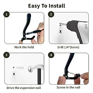 GWAAZXGZ Heavy Duty Wall Mount Hooks - Black Wall Hooks for Hanging Coats, Hold Up to 50 LBS, Coat Hooks for Bathroom, Bedroom, and Entryway, 5 Pack