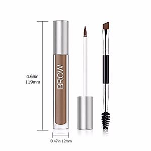 ZSSEMEI Waterproof Eyebrow Gel for Long Lasting, Highly Tinted Liquid Eye Brow Makeup, Sweatproof, Natural (Black Brown)