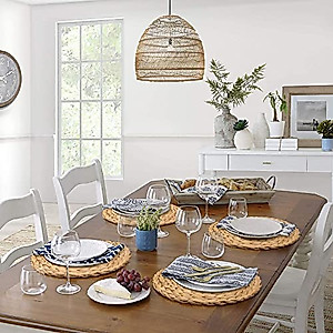 8 Pack Woven Placemats for Dining Table Round Natural Water Hyacinth Placemats Wicker Seagrass Rattan Placemats Heat Resistant Non-Slip Weave Mat Handmade (12" Round)