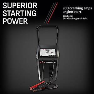 Schumacher Electric SC1285 Fully Automatic Wheeled Battery Charger and Jump Starter for Car, SUV, Truck, and Boat Batteries, 200 Cranking Amps, 12 Volts, Black, 1 unit