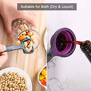 RubonC Measuring Cups and Spoons Set, 8 Pieces Collapsible Portable Durable Spoons with Cup Set for Liquid and Dry Food Measurement Used for Weight Loss and Perfect Recipe