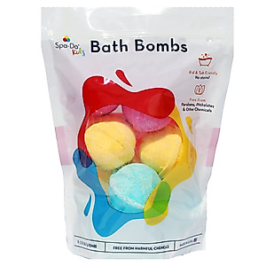 Spa-Da Kids Bath Bombs 8 Pack, Clean Gentle Safe Ingredients Free from Parabens & Harmful Chemicals, No Staining Skin or Tub, Make Bath Time Fun for Kids, Woman Owned Business Made for Moms