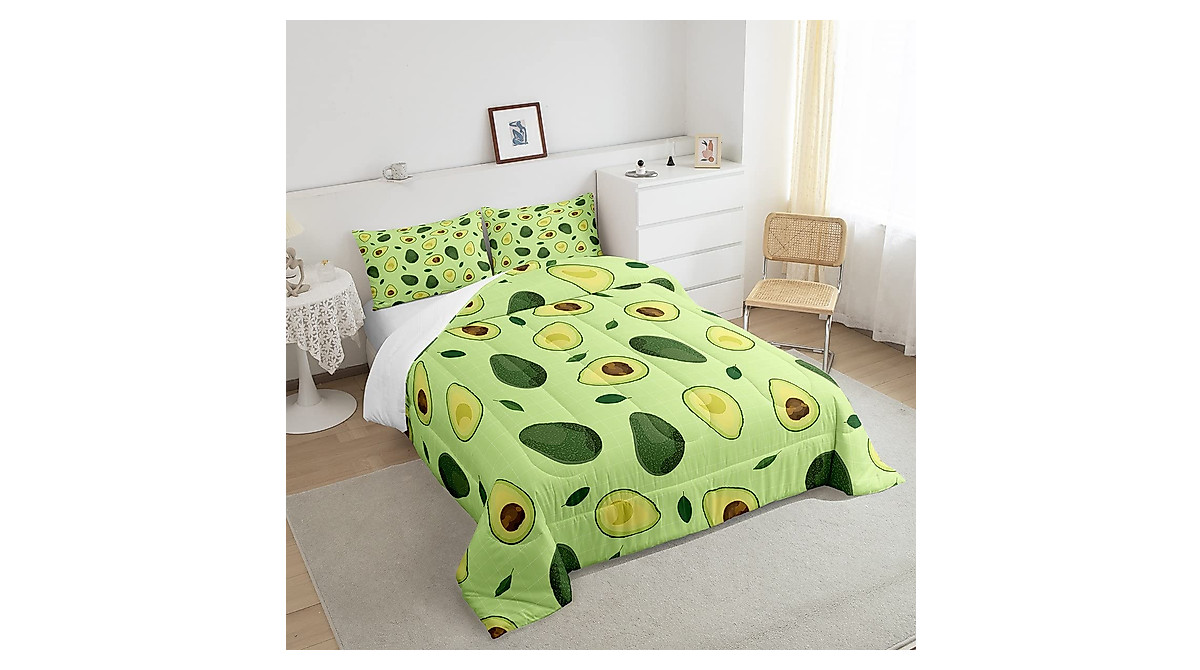 Manfei Green Avocado Comforter Set for Kids Room