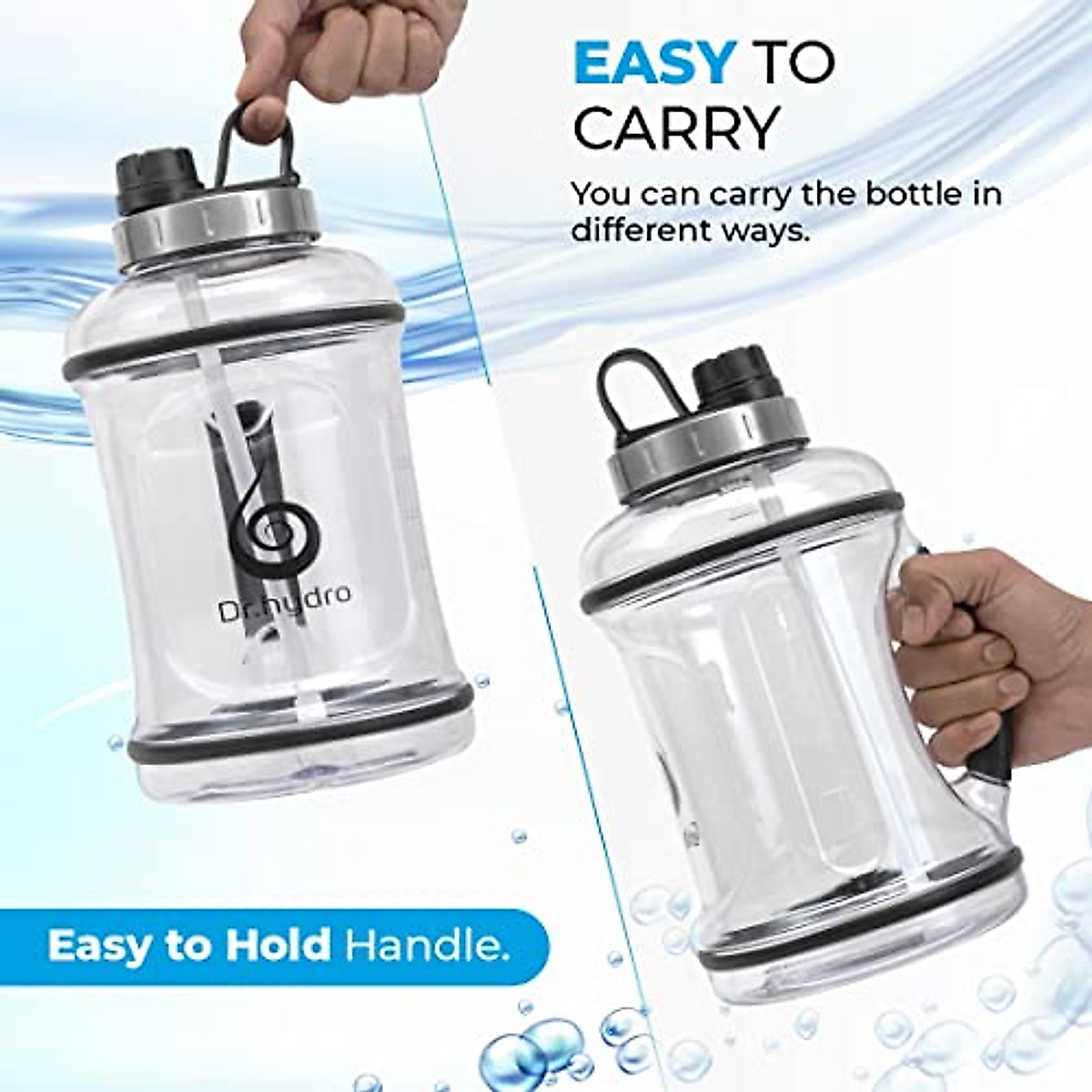 DR.HYDRO 1 Gallon Water Bottle with Straw - Large Water Bottle | BPA free Sports Water bottle | Big Water Bottle with Silicone Handle | Leak Proof Gym Water Jug Lid For Fitness Gym Goals