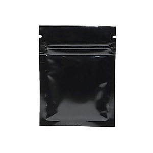 QQ Studio 100 Durable Double-Sided Metallic Foil Flat Style Zip Closure Locking Bag 7.5x10cm (3x4) (Black)