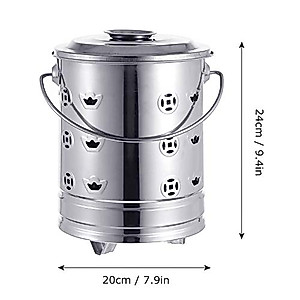 Happyyami 1 Set Metal Garden Incinerator Fire Bin Burning Leaves Barrel Stainless Steel Burn Barrel Incinerator Furnace Burning Bin for Yard Garden