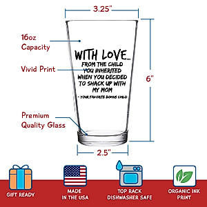 Beer Pint Glass Gift for Bonus Dad- The Child You Inherited- Gift Idea for Stepfathers- Best Stepdad Gift- Gag Father’s Day Gift- Funny Birthday Present for Step Dad from Stepdaughter, Stepson