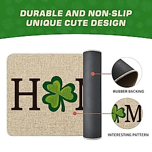 Artoid Mode Home Clover Shamrock Decorative Doormat, Seasonal Spring St. Patrick's Day Holiday Home Low-Profile Floor Mat Switch Mat for Indoor Outdoor 17 x 29 Inch