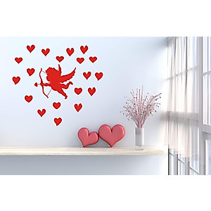Valentine Day Decor Cupid Angel Wall Decal Love Arrow Decals Heart Wall Decor Love Heart Wall Stickers Family Kids Room Home Wall Window Couple Bedroom Decoration