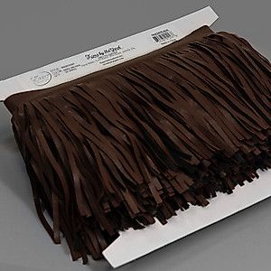 Trims by the Yard 6" Matte Finish Vegan Leather Fringe Trim, Dark Brown (5 Yard Cut)