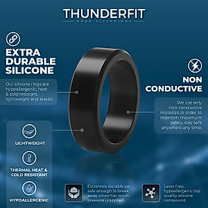 ThunderFit Silicone Rings for Men, Flat Top Angled Edge Rubber Wedding Bands 9.8mm Wide 2mm Thick - 1/4/7 Variety Multipack (Dark Green - Size 10.5-11 (20.6mm))