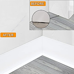 Vinyl Wall Base 4" Vinyl Baseboard Molding Flexible Vinyl Floor Base with 1" Crease Rubber Base Molding for Wall Easy to Install Use to Cover Wall Crevice (5" Wide x 59.1' Long, White)