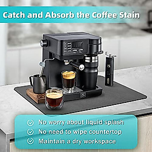 Coffee Maker Mat for Countertops: Coffee Mat Absorbent Coffee Bar Mat for Kitchen Hide Stain Rubber Backed, 12" X 17" Coffee Bar Accessories Fit Under Coffee Machine Coffee Pot Appliance Mats (Grey)