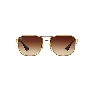 Ray-Ban RB3533 Square Sunglasses, Gold/Brown Gradient Dark Brown, 57 mm