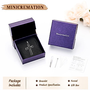 Rope Winding Cross Cremation Ashes Urn Pendant Necklace Memorial Keepsake Jewelry Lord’s Prayer Cross Ashes Necklaces (Black)