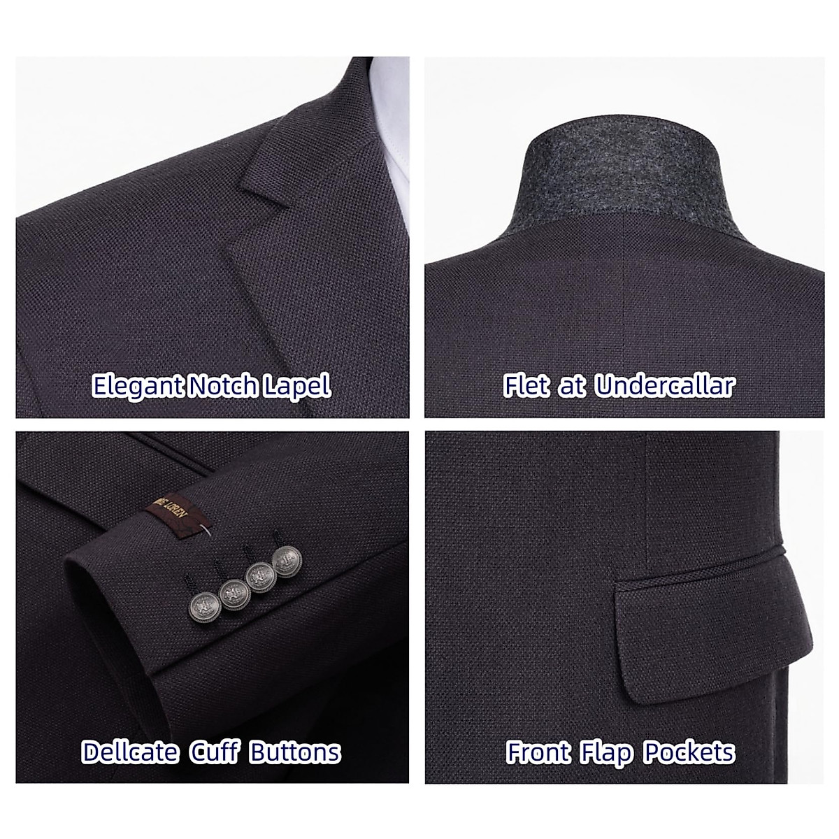 Teemlanny Men's Sport Coat Blazer Classic Fit 2 Button Notch Lapel Business Suits Jacket Grey