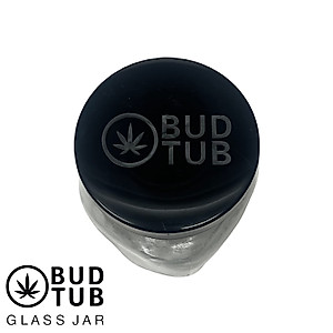Glass Herb Storage Jar with Magnetic Herb Grinder INSIDE the lid. This Airtight, Smell Proof, Storage Container has an Added Seal to Keep the Scent Contained and Goods Fresh for Longer (Regular)