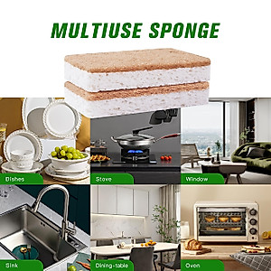 Viverhoy Natural Kitchen Sponge 12 Packs - Biodegradable Sponge - Eco-Friendly Sponge for Sustainable Living - Compostable Wood Cellulose and Coconut Washing Sponge.