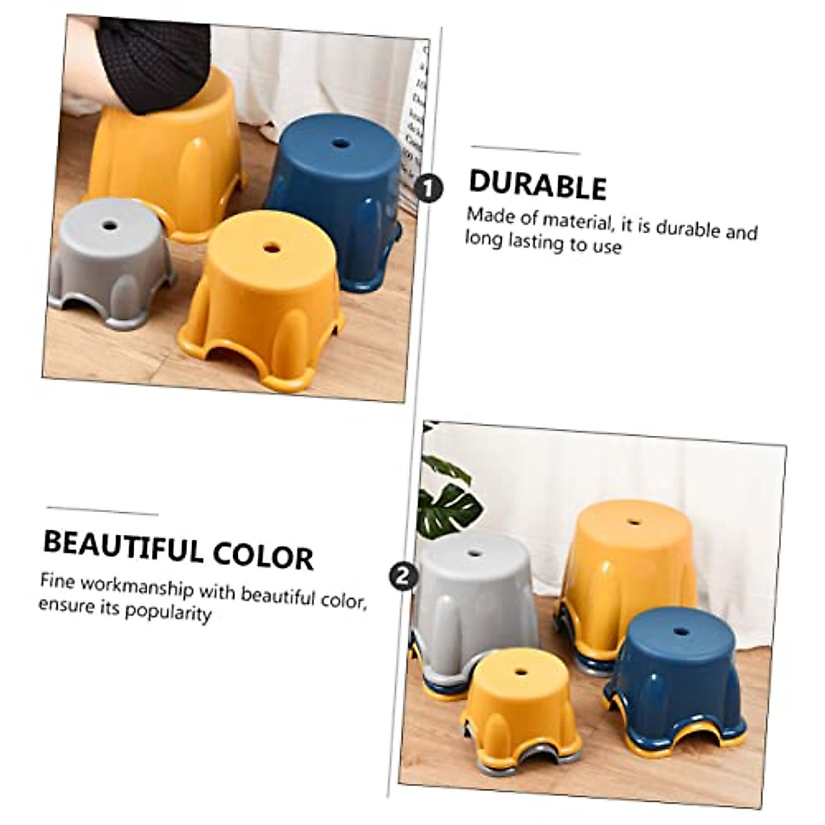 Amosfun Non-Slip Stool Stool Foot Stool Portable Step Stool Bathroom Anti-Skid Stool Adjustable Footstool Potty Stool for White Stool Bathroom Stool Grey