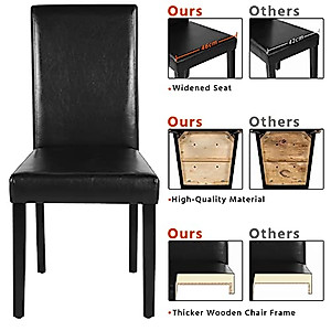 Yaheetech Dining Chair PU Leather Living Room Chairs Upholstered Parsons Diner Chairs Modern Kitchen Armless Side Chair with Solid Wood Legs Set of 4, Black