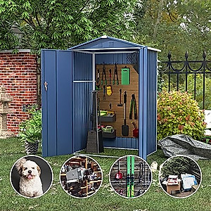 SUXXAN Metal Outdoor Storage Shed 4FT x 3FT, Steel Utility Tool Shed Storage House with Door & Lock, Metal Sheds Outdoor Storage for Backyard Garden Patio Lawn, Blue