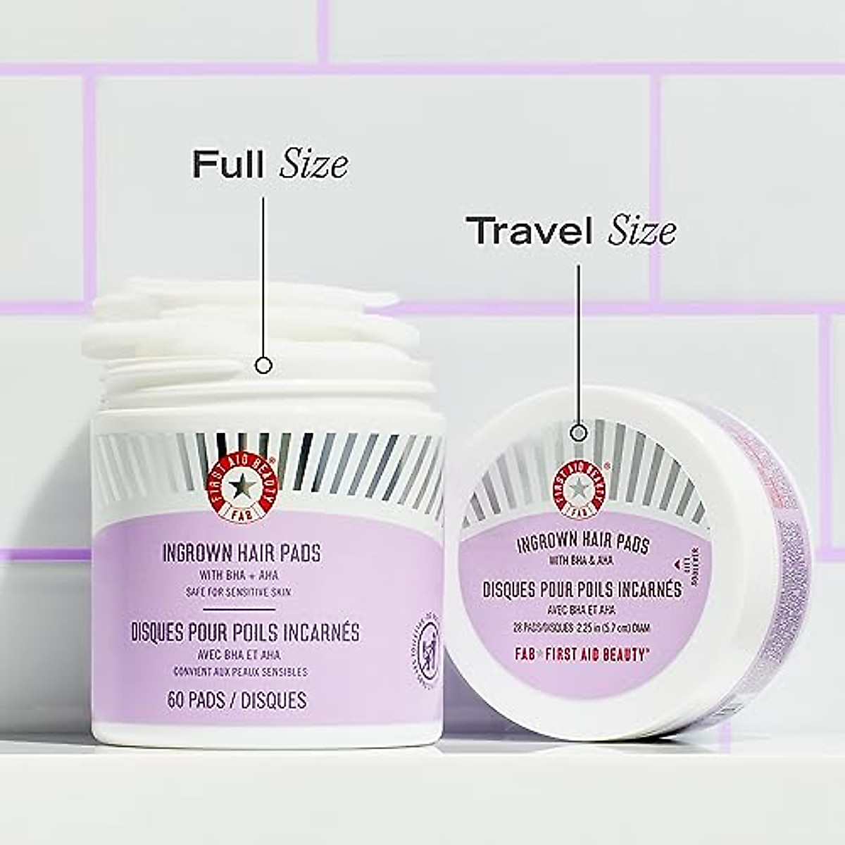 First Aid Beauty Ingrown Hair Pads with BHA & AHA – Daily Treatment Prevents Razor Bumps + Ingrown Hairs and Soothes Irritation – 28 Pads