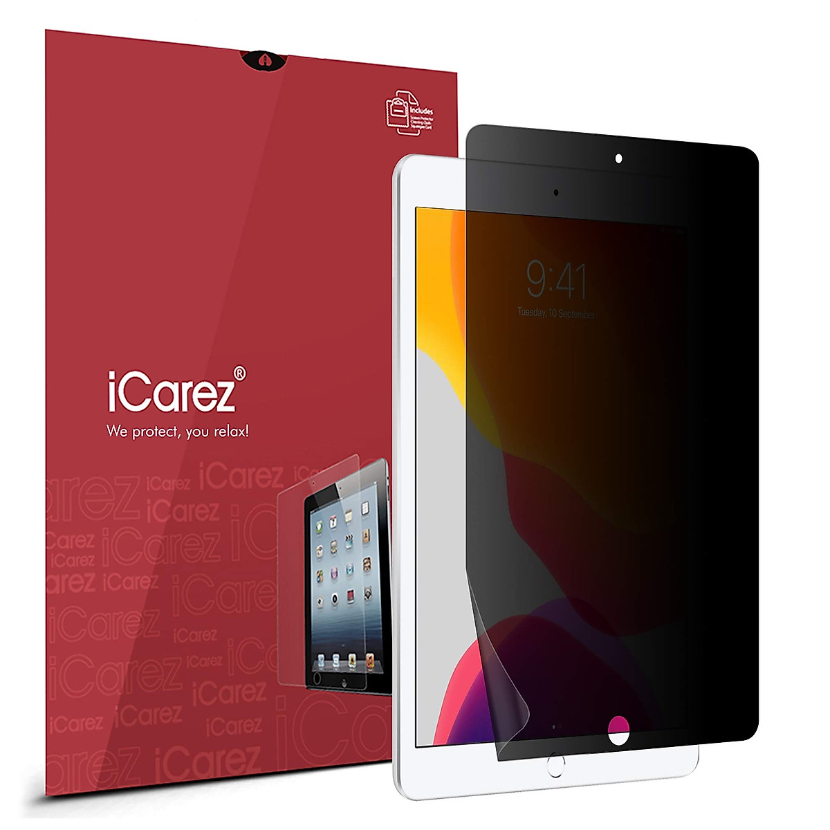 iCarez Privacy Screen Protector for 10.2 iPad 9/8 / 7, 1-Pack 4-Way 360 Degree