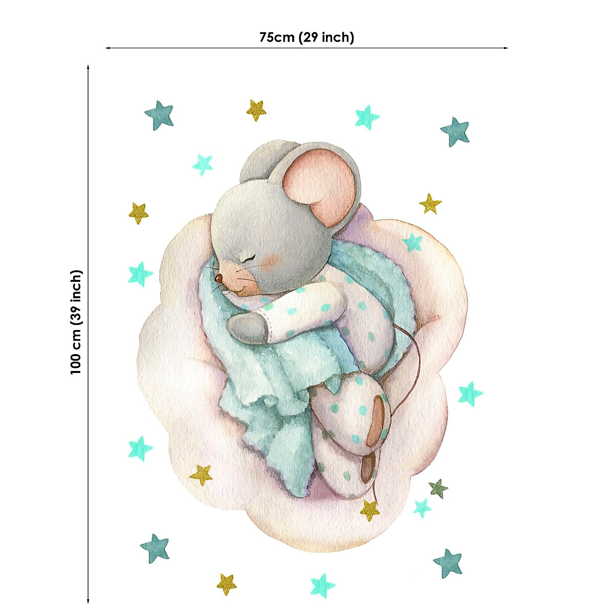 UNIQUE Mint Mouse Fabric Panel 29x39in, Quilting Panel, Baby Quilt Panel, Cotton Baby Panel, Blanket Panel, Cotton Sateen Fabric Panel for Quilting