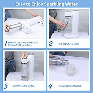 spoonlemon Soda Maker, Soda Streaming Machine for Home, Soda Machine with 1L BPA Free PET Bottle, Compatible with Any Screw-in 60L CO2 Exchange Carbonator (NOT Included), White