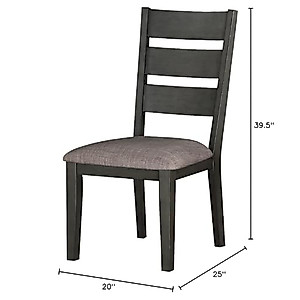 Bleacher Chair, Dark Gray Chairs for Patio 2PCS Wood Seat Height 20" Living Room Bedroom Dining Rooms Garden Boho High Chair