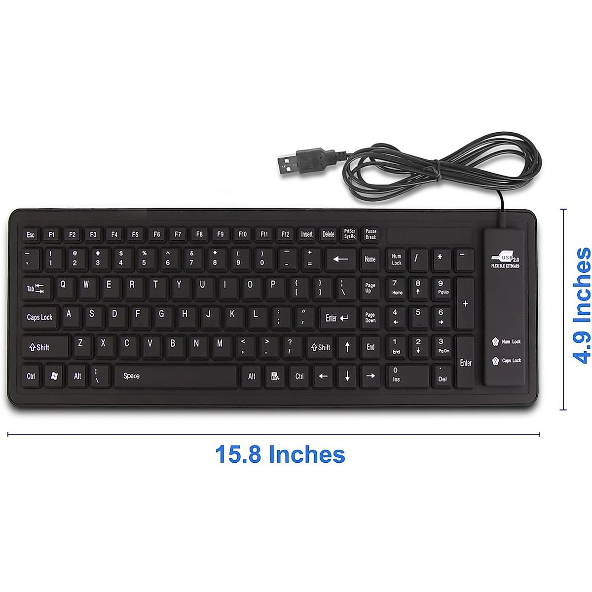 sungwoo Foldable Silicone Keyboard USB Wired Waterproof Rollup Keyboard for PC Notebook Laptop (All Black)