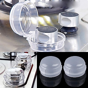 VIccoo 2Pieces Gas Stove Oven Knob Cover Padlock Lid Lock Protector Baby Kitchen Safety Children Protection