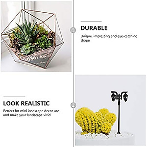 Cabilock 8pcs Mini Street Light Model Solar Lamp Post Street Lights Microscopic Model Lights for Miniature Dollhouse Micro Landscape Fairy Garden Accessories Black