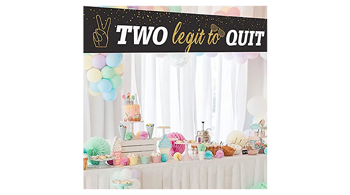 Two Legit To Quit 2nd Birthday Banner - Large Party Backdrop